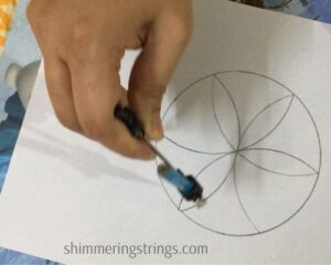 How to Draw Easy Geometric Pattern using Compass - Shimmering Strings
